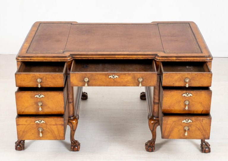 Queen Anne Desk Walnut Bureau Writing Table For Sale at 1stDibs