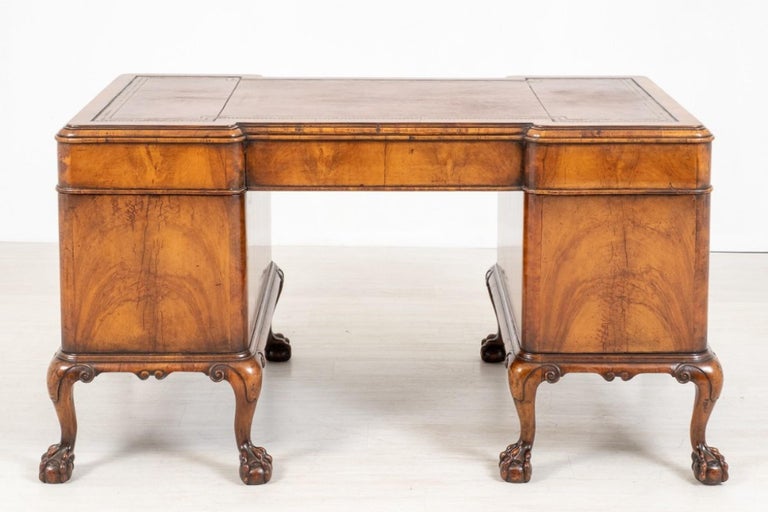 Queen Anne Desk Walnut Bureau Writing Table For Sale at 1stDibs