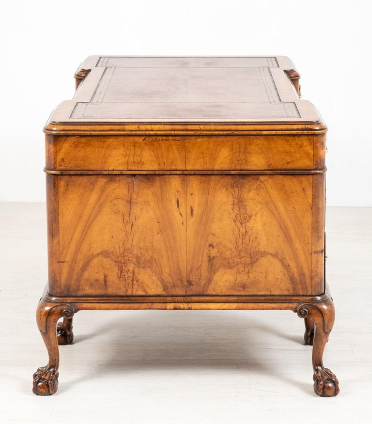 Queen Anne Desk Walnut Bureau Writing Table For Sale at 1stDibs