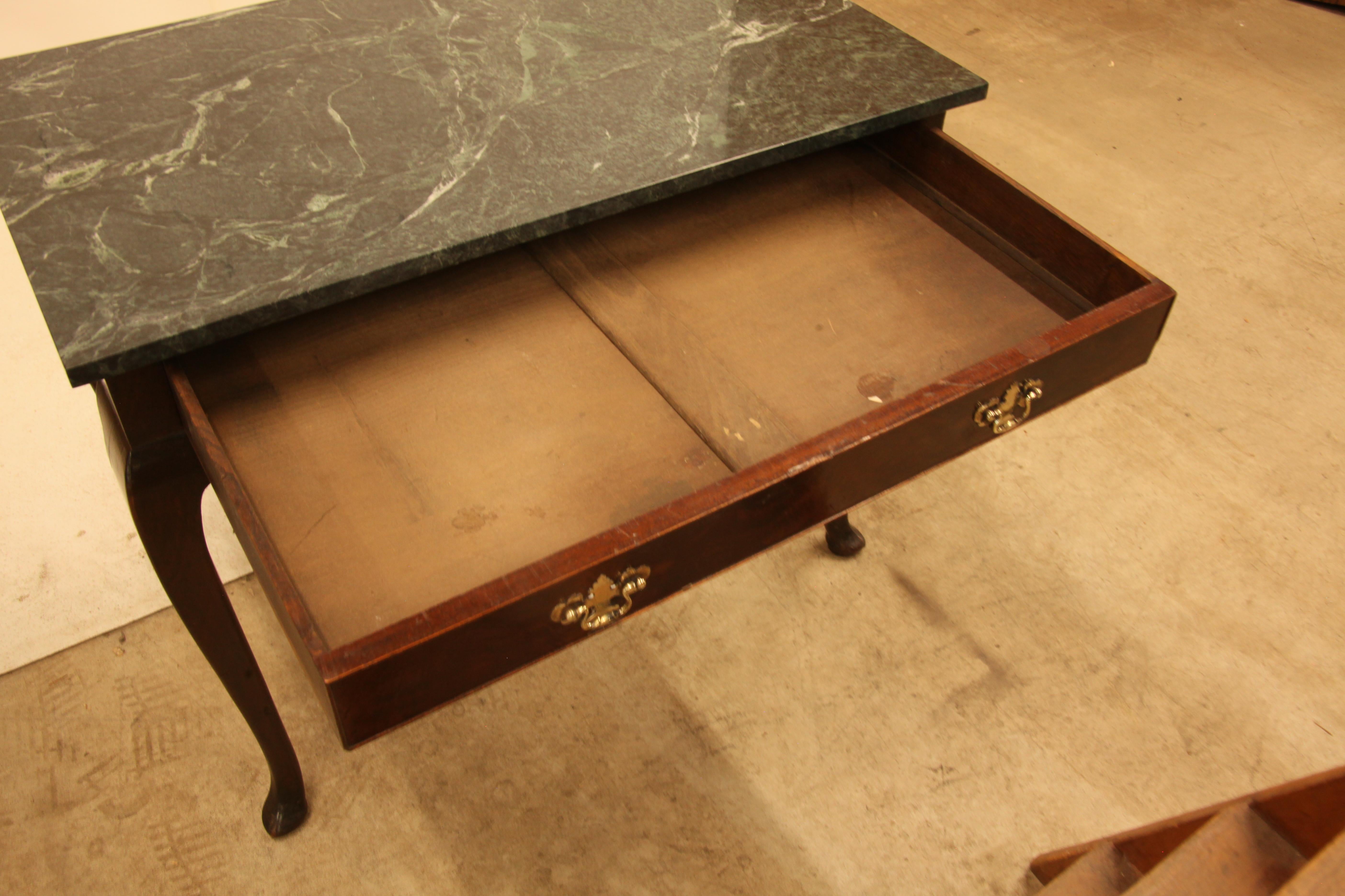 Queen Anne Marble Top Console Table For Sale at 1stDibs