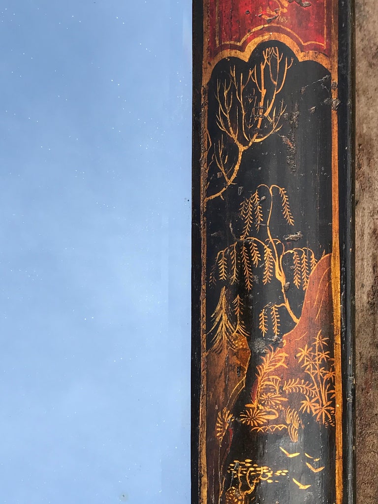 Queen Anne Period Chinoiserie Red, Black and Gold Japanned Mirror ...