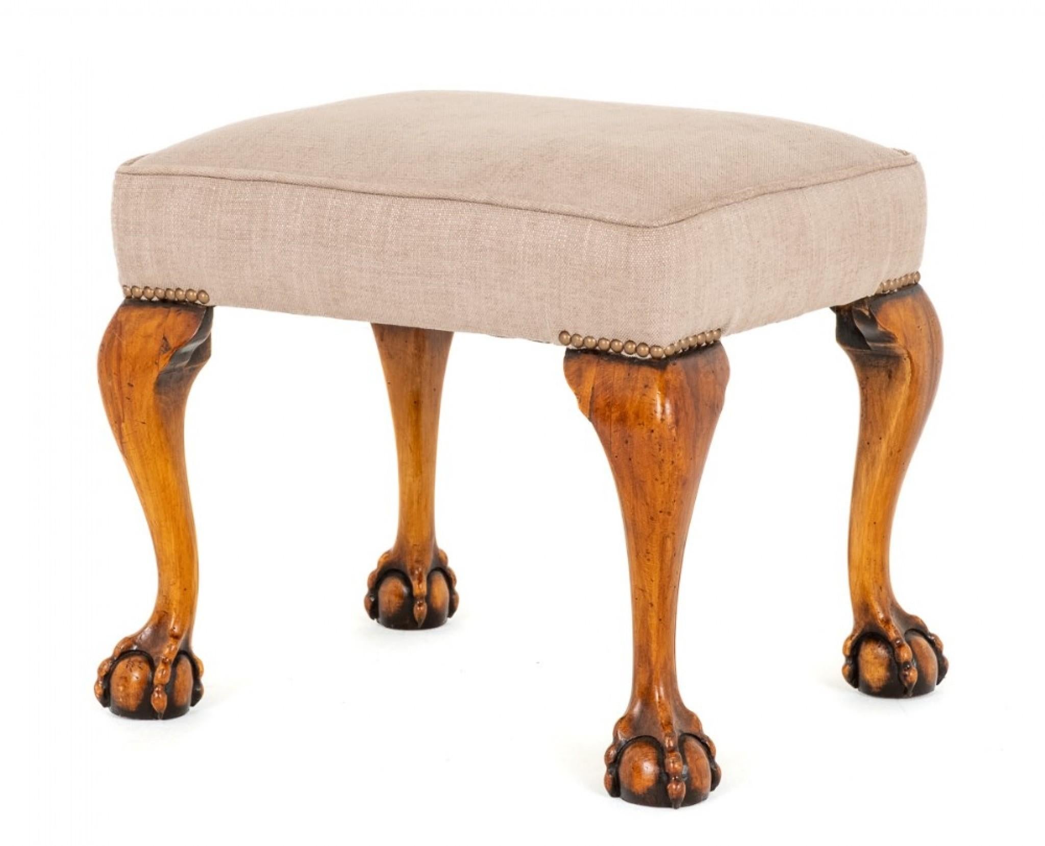 Queen Anne Stool Walnut Ball Claw Feet For Sale at 1stDibs | ball and ...