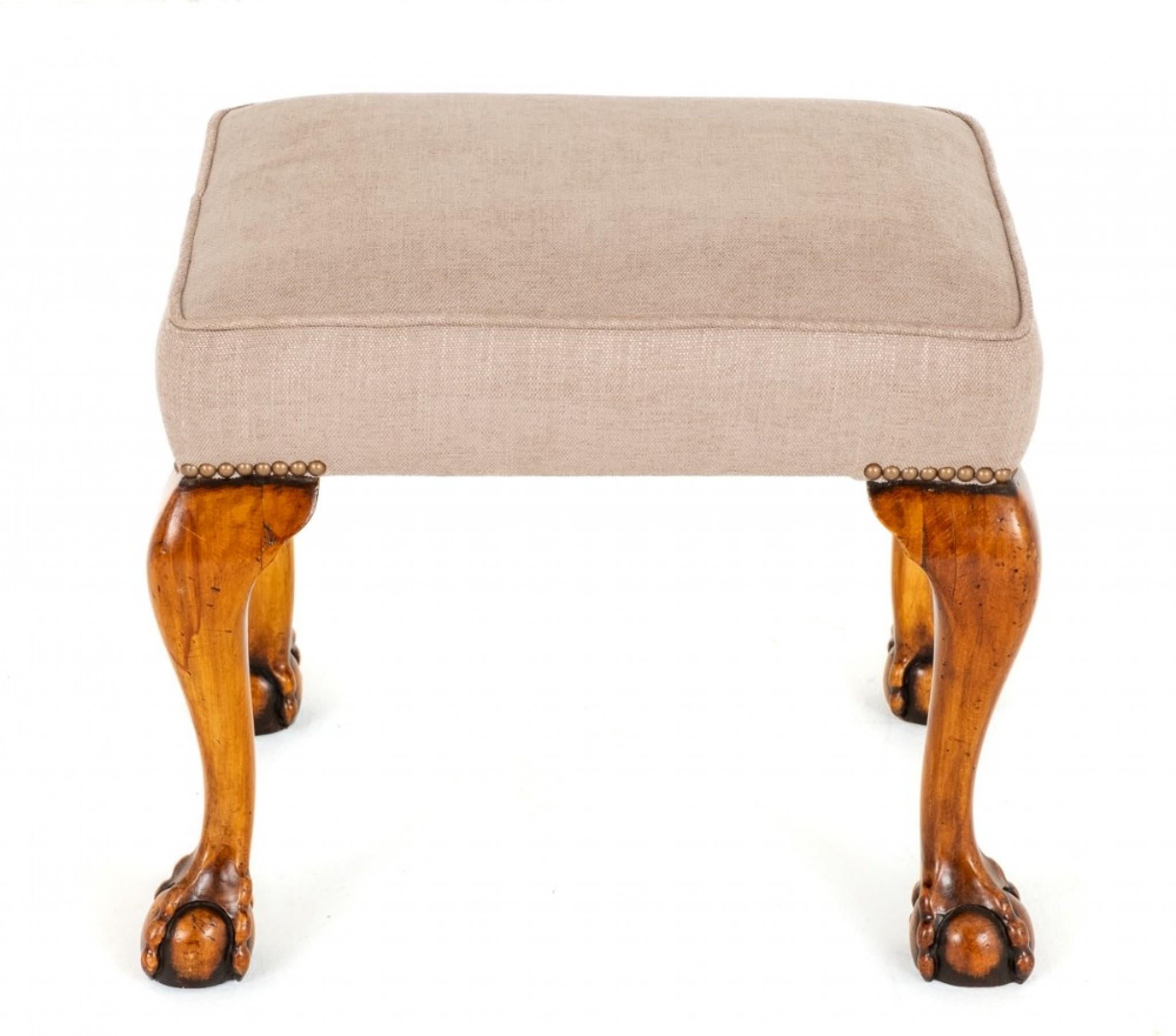 Queen Anne Stool Walnut Ball Claw Feet For Sale at 1stDibs | ball and ...