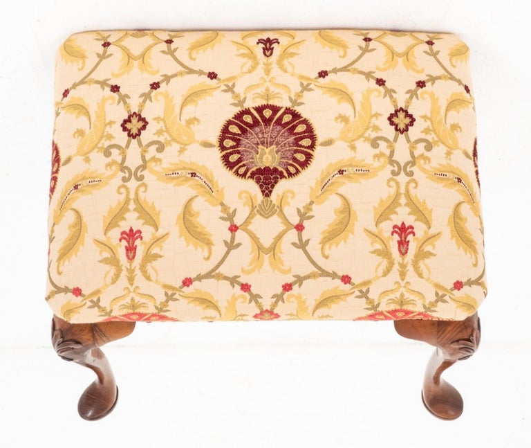 Queen Anne Stool Walnut Seat For Sale at 1stDibs