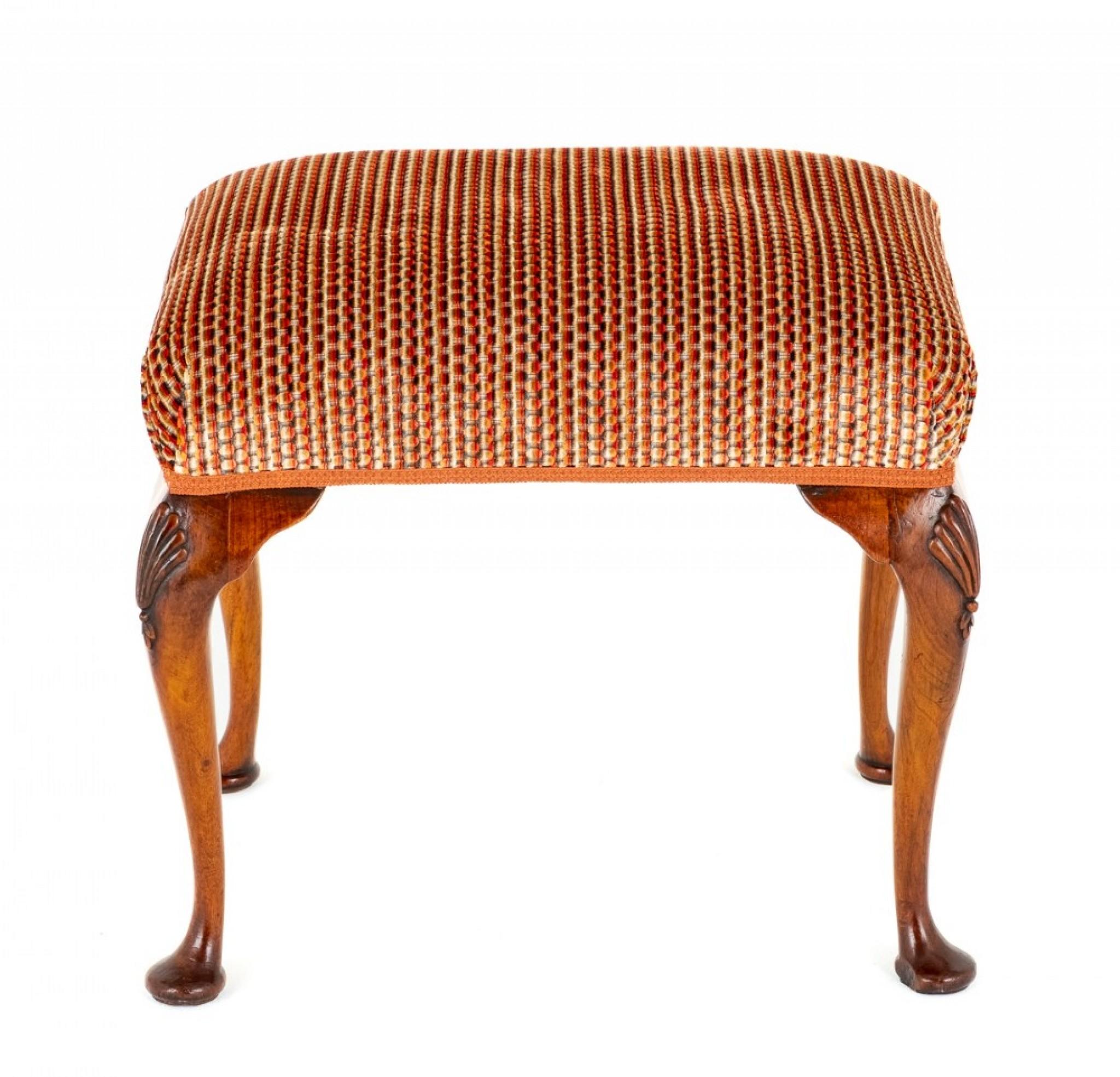 Queen Anne Stool Walnut Seat For Sale at 1stDibs