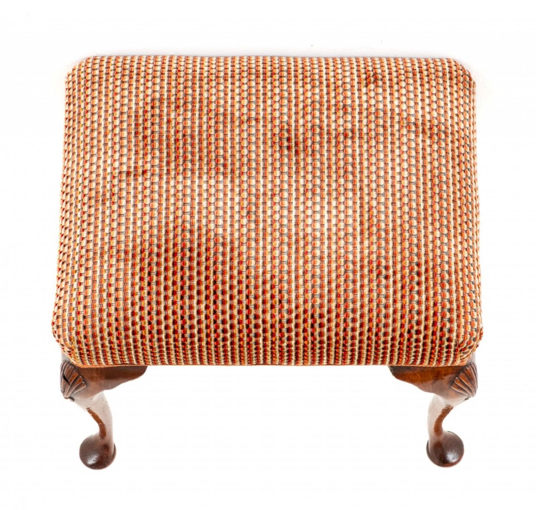 Queen Anne Stool Walnut Seat For Sale at 1stDibs