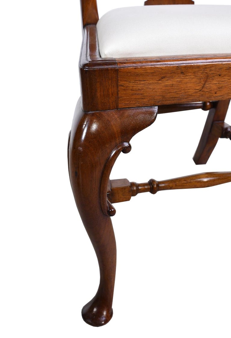 Queen Anne-Style Fiddle-Back Chair in Mahogany w/ Upholstered Slip Seat ...