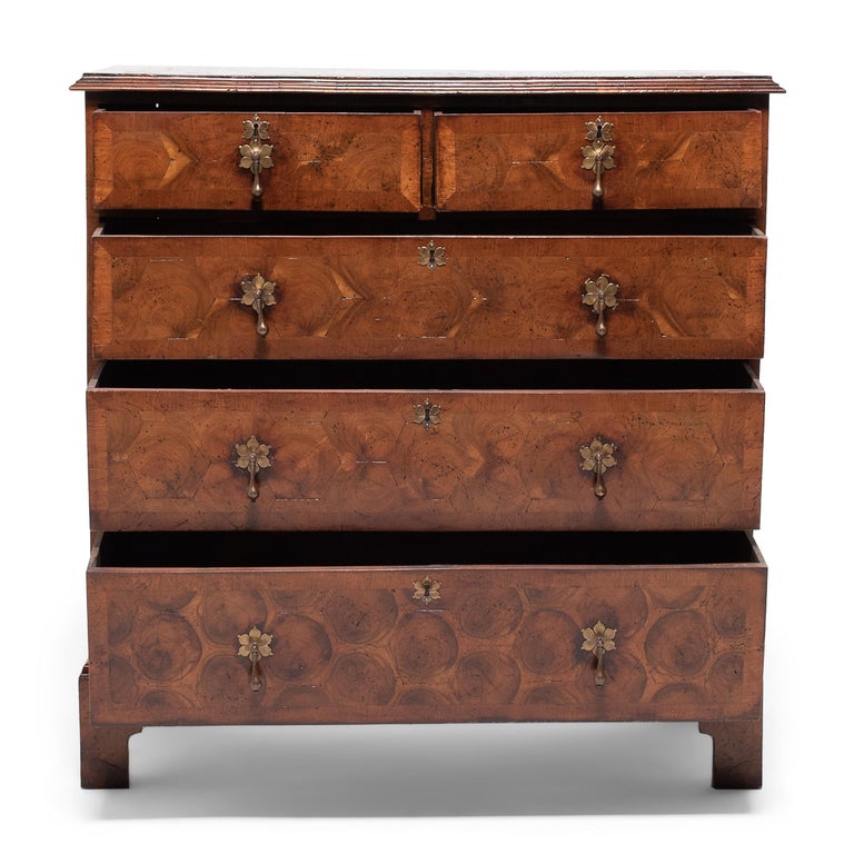 Queen Anne Style Chest of Drawers with Honeycomb Veneer, c. 1800 For ...