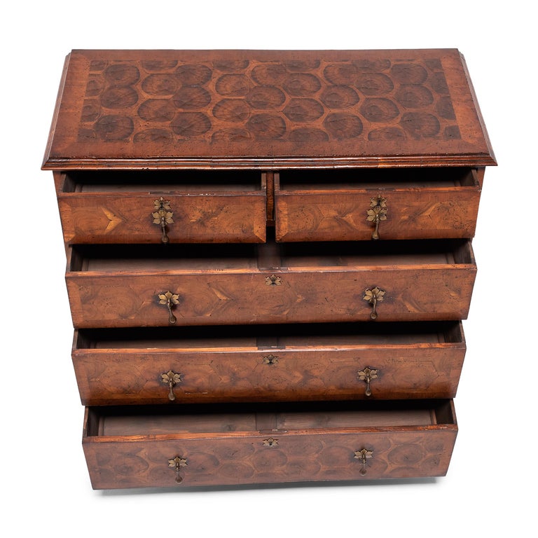 Queen Anne Style Chest of Drawers with Honeycomb Veneer, c. 1800 For ...