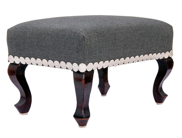 Queen Anne Style Footstool/Mod Trim For Sale at 1stDibs
