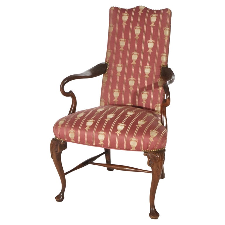Queen Anne Style Mahogany Upholstered armchair, circa 1940 For Sale at ...