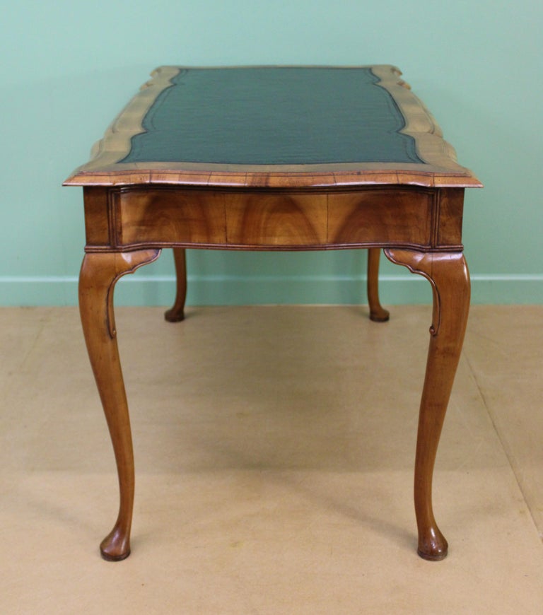 Queen Anne Style Serpentine Shaped Burr Walnut Writing Table For Sale ...