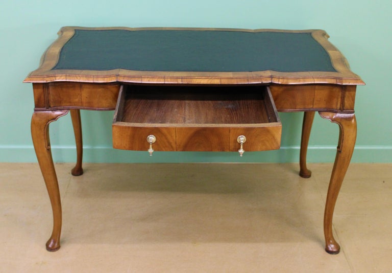 Queen Anne Style Serpentine Shaped Burr Walnut Writing Table For Sale ...