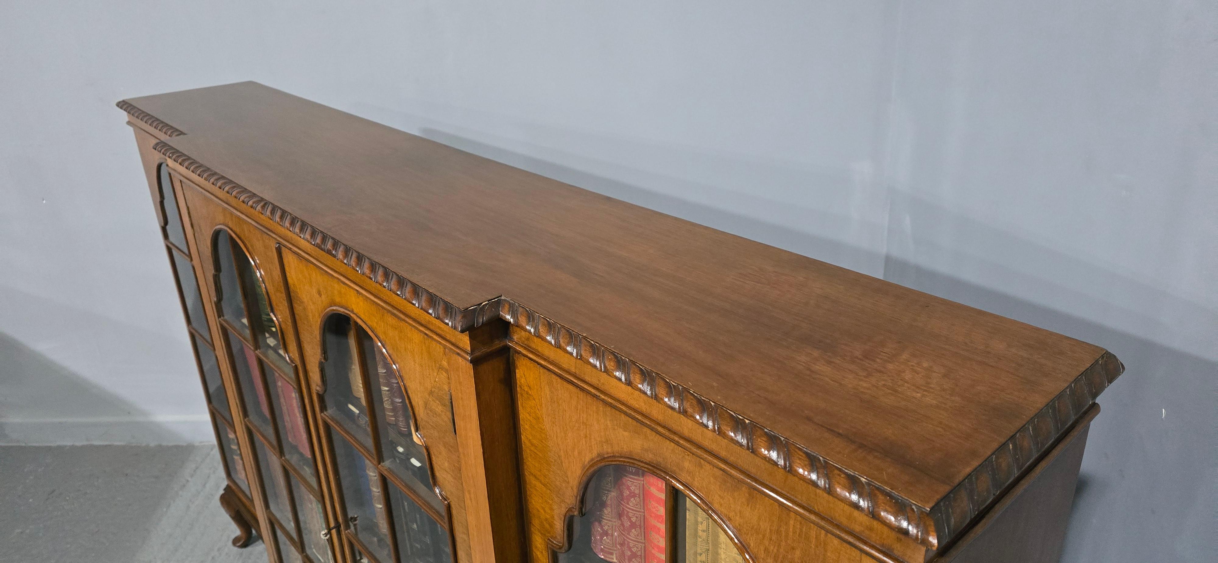 Queen Anne Walnut Adjustable Library Bookcase For Sale at 1stDibs