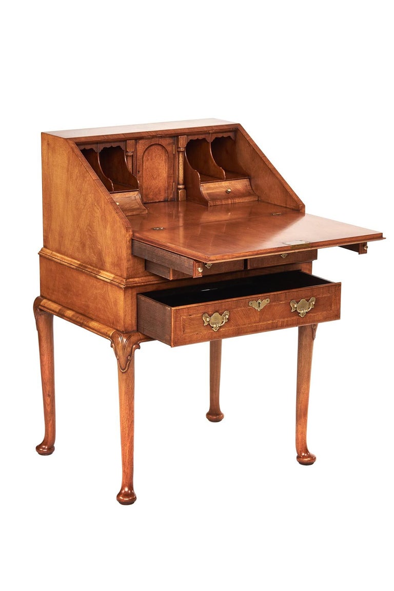 Queen Anne Walnut Revival Bureau on Stand, circa 1920s For Sale at 1stDibs