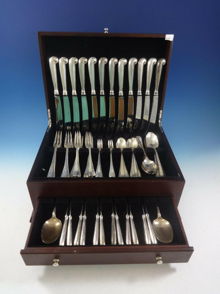 Queen Anne Williamsburg by Stieff Sterling Silver Dinner 12 Flatware ...