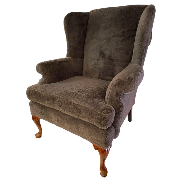 Queen Anne Wingback Chair For Sale at 1stDibs