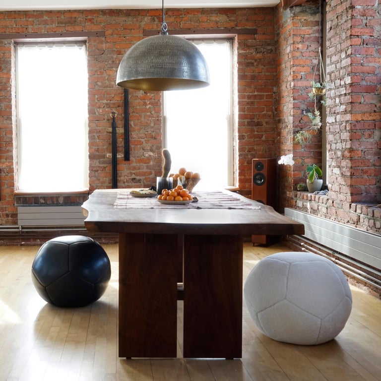 Ball Ottoman 18" in Black Leather by Moses Nadel For Sale at 1stDibs