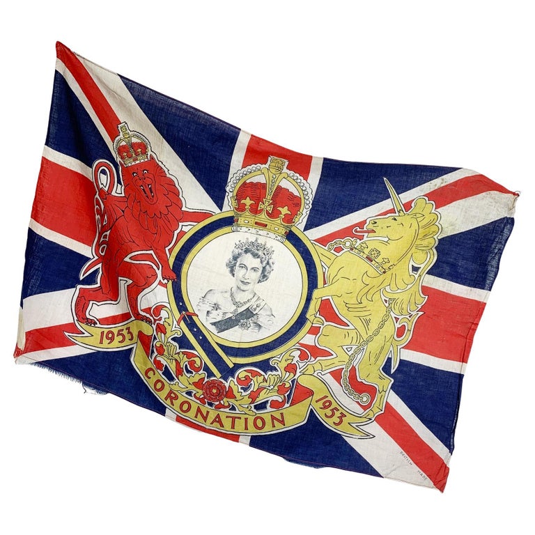 Drapeau de la couronne royale de la reine Elizabeth II de 1953 En vente ...