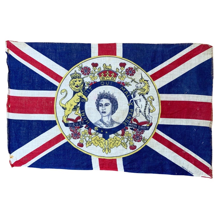 Queen Elizabeth ii Flag Union Jack Order of the Garter Honi Soit Mal Y ...