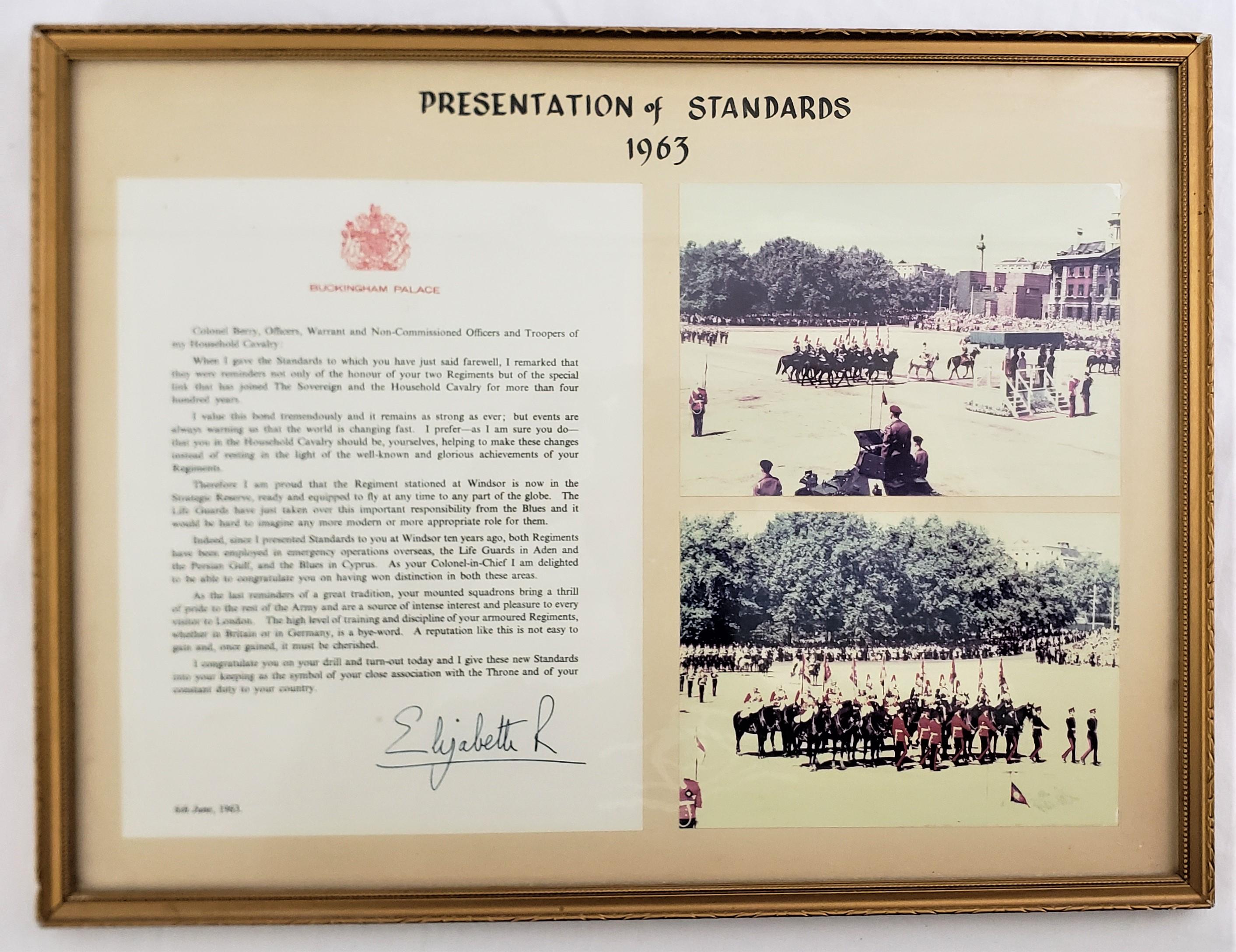 Queen Elizabeth II Signed Letter for the Presentation of Standards 1963 ...