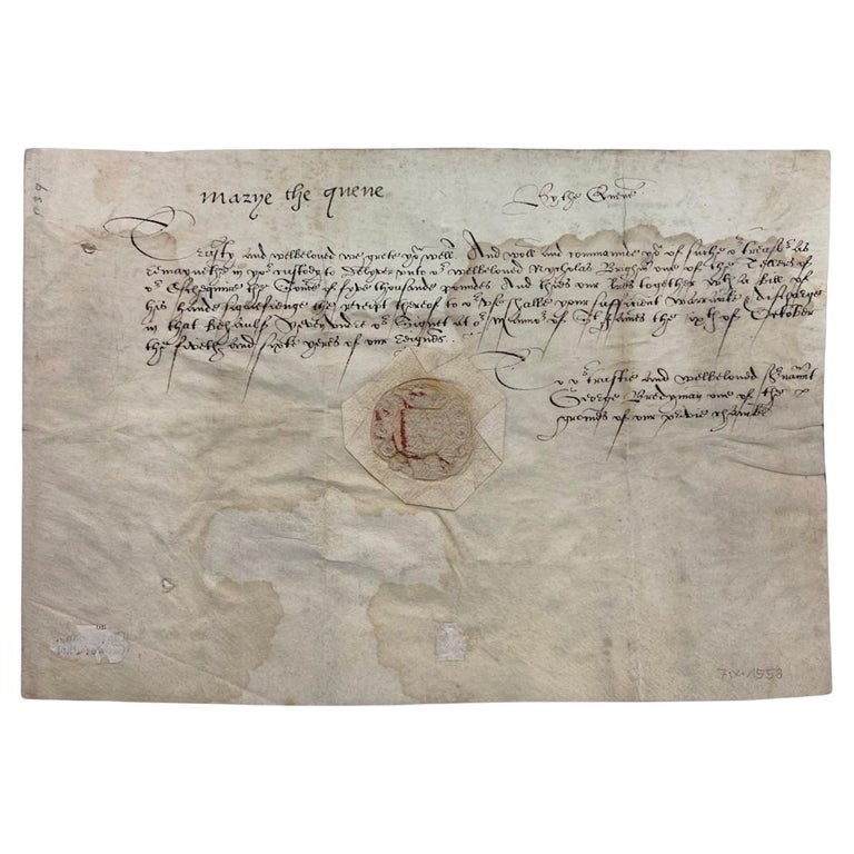 Queen Mary Tudor Signed Royal document For Sale at 1stDibs