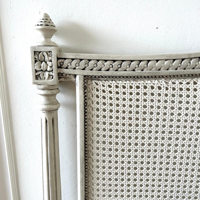 Queen Size Painted French Country Style Cane Headboard with Roses Swag ...