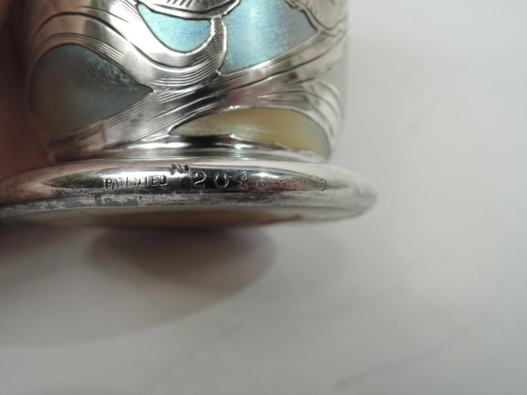 Quezal New York Art Nouveau Iridescent Silver Overlay Vase For Sale at ...