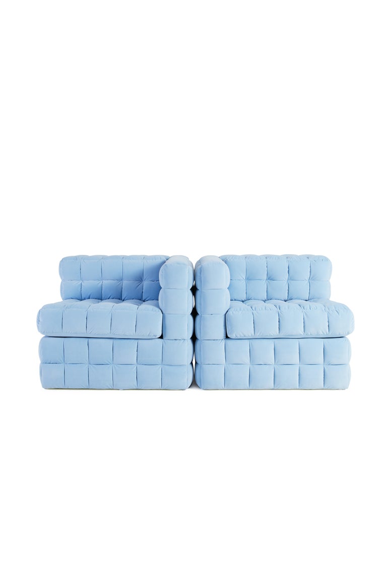 Quilted, Modular Sofa with Ottoman For Sale at 1stDibs