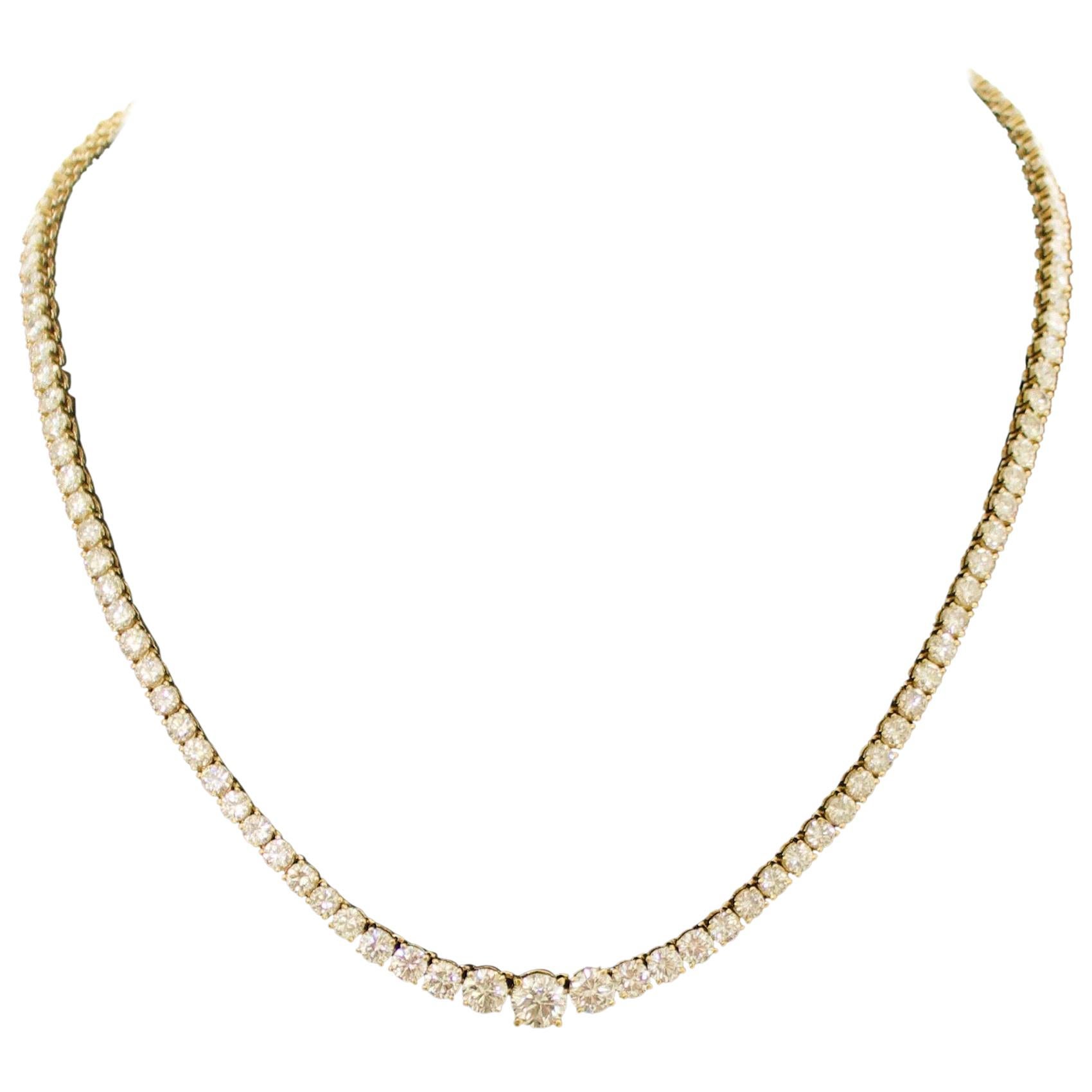 Large Round Diamond Graduated Necklace at 1stDibs