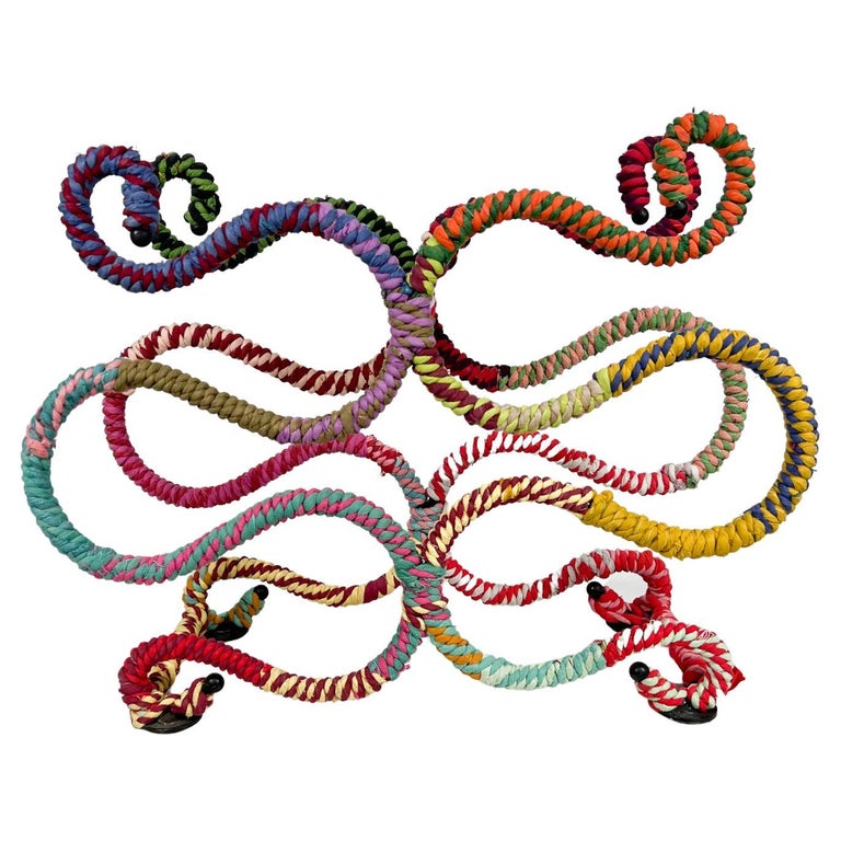 Quirky Bohemian Colorful Rope Wine Rack Six Bottle Fun Design For Sale ...