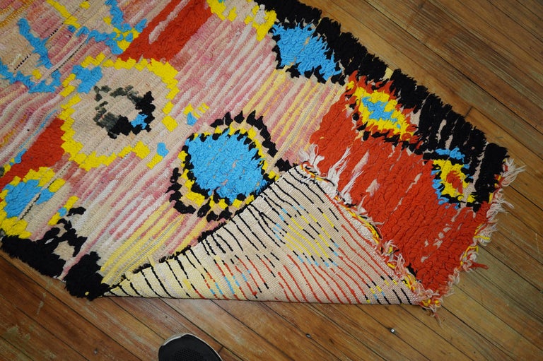 Quirky Moroccan Colorful Geometric Large Scale Wool Runner For Sale at ...