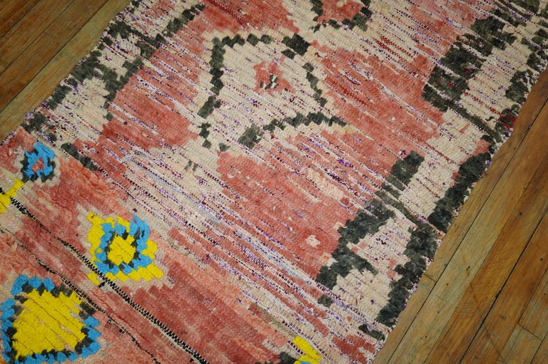 Quirky Moroccan Colorful Geometric Large Scale Wool Runner For Sale at ...