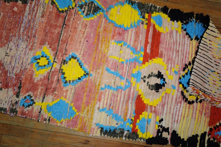 Quirky Moroccan Colorful Geometric Large Scale Wool Runner For Sale at ...