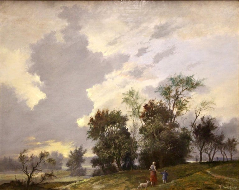 R. Holst - R. Holst, 1944, Oil Painting, Walk through the Forest ...