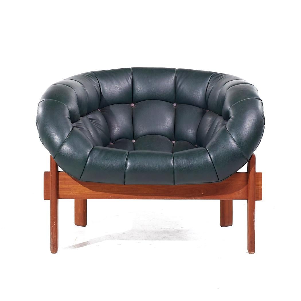 R Huber Mid Century Tufted Teak Lounge Chair For Sale at 1stDibs