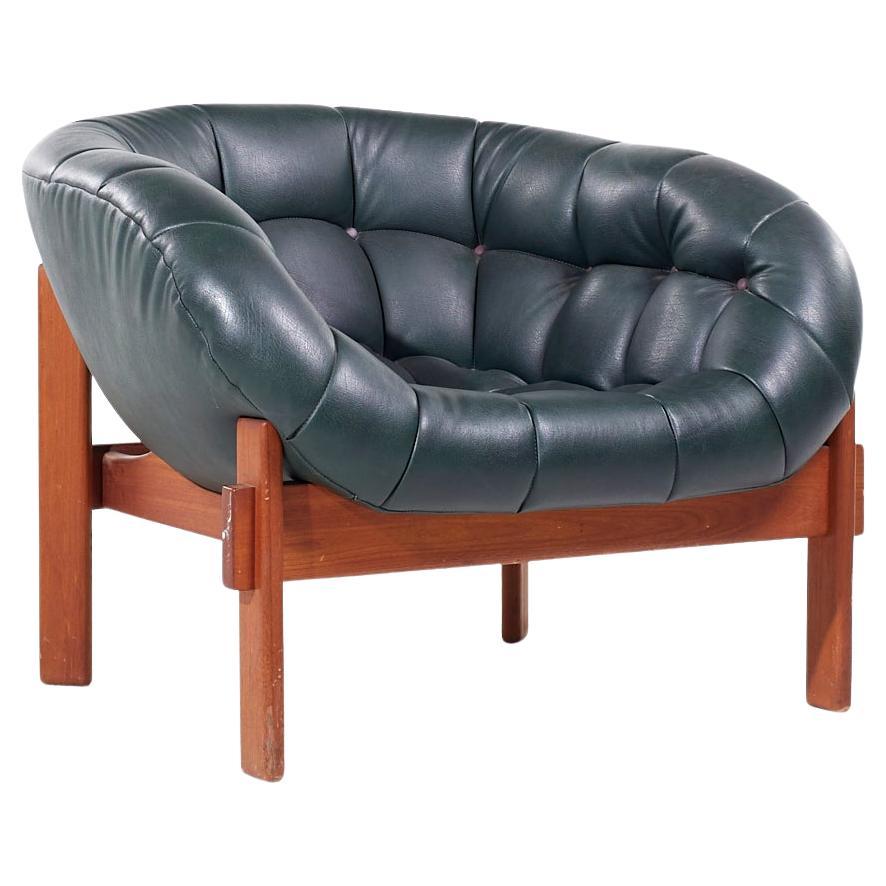 R Huber Mid Century Tufted Teak Scoop Lounge Chair and Ottoman For Sale ...