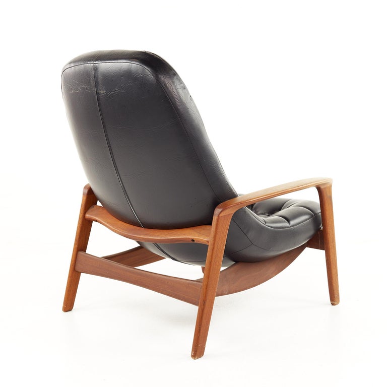 R Huber Mid Century Tufted Teak Scoop Lounge Chair and Ottoman For Sale ...