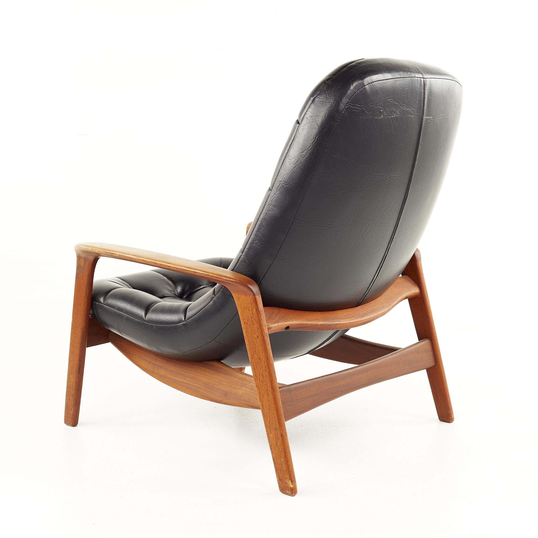 R Huber Mid Century Tufted Teak Scoop Lounge Chair and Ottoman For Sale ...