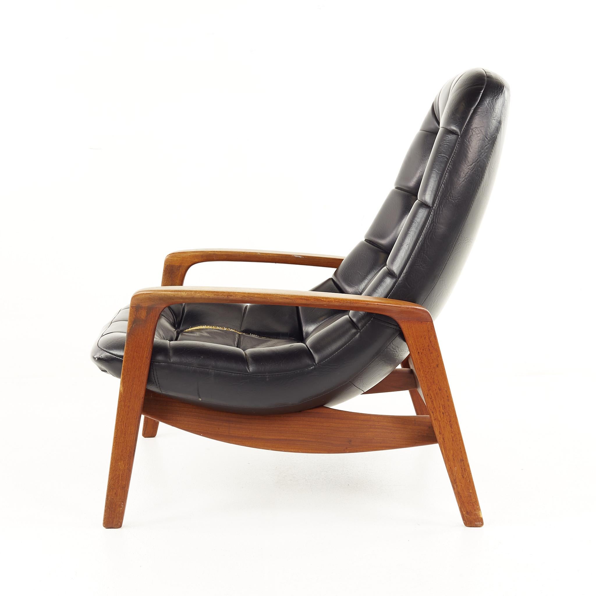 R Huber Mid Century Tufted Teak Scoop Lounge Chair and Ottoman For Sale ...