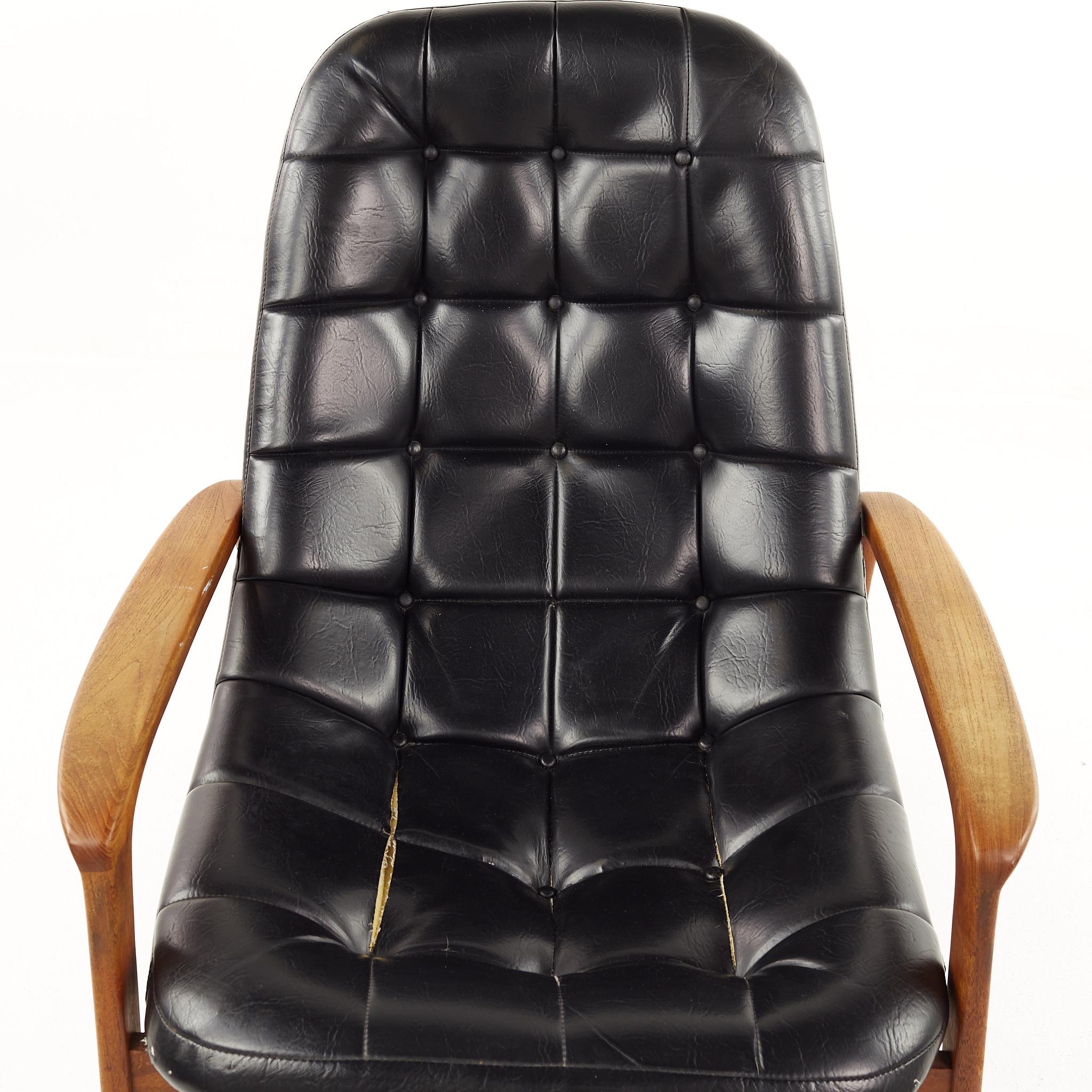 R Huber Mid Century Tufted Teak Scoop Lounge Chair and Ottoman For Sale ...