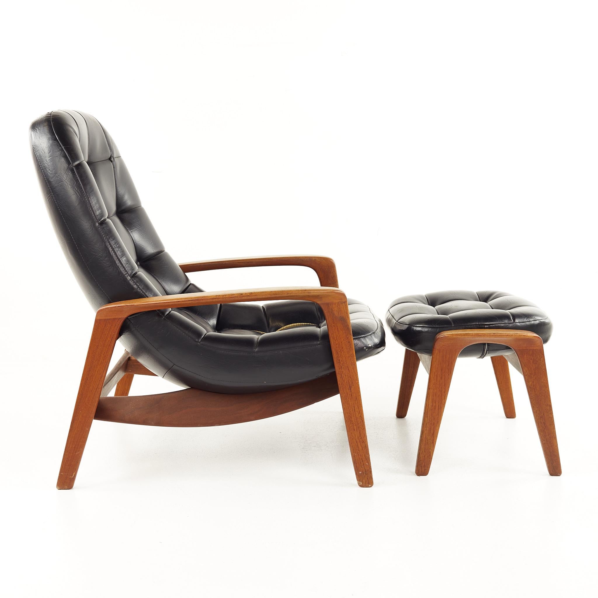 R Huber Mid Century Tufted Teak Scoop Lounge Chair and Ottoman For Sale ...