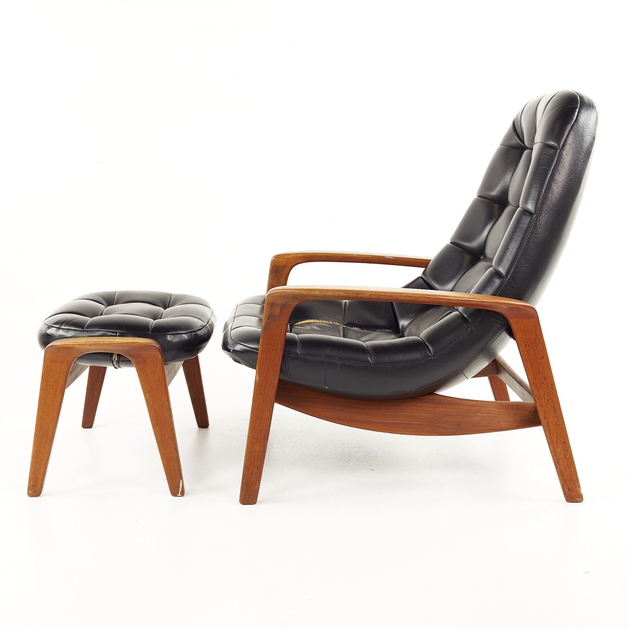R Huber Mid Century Tufted Teak Scoop Lounge Chair and Ottoman For Sale ...