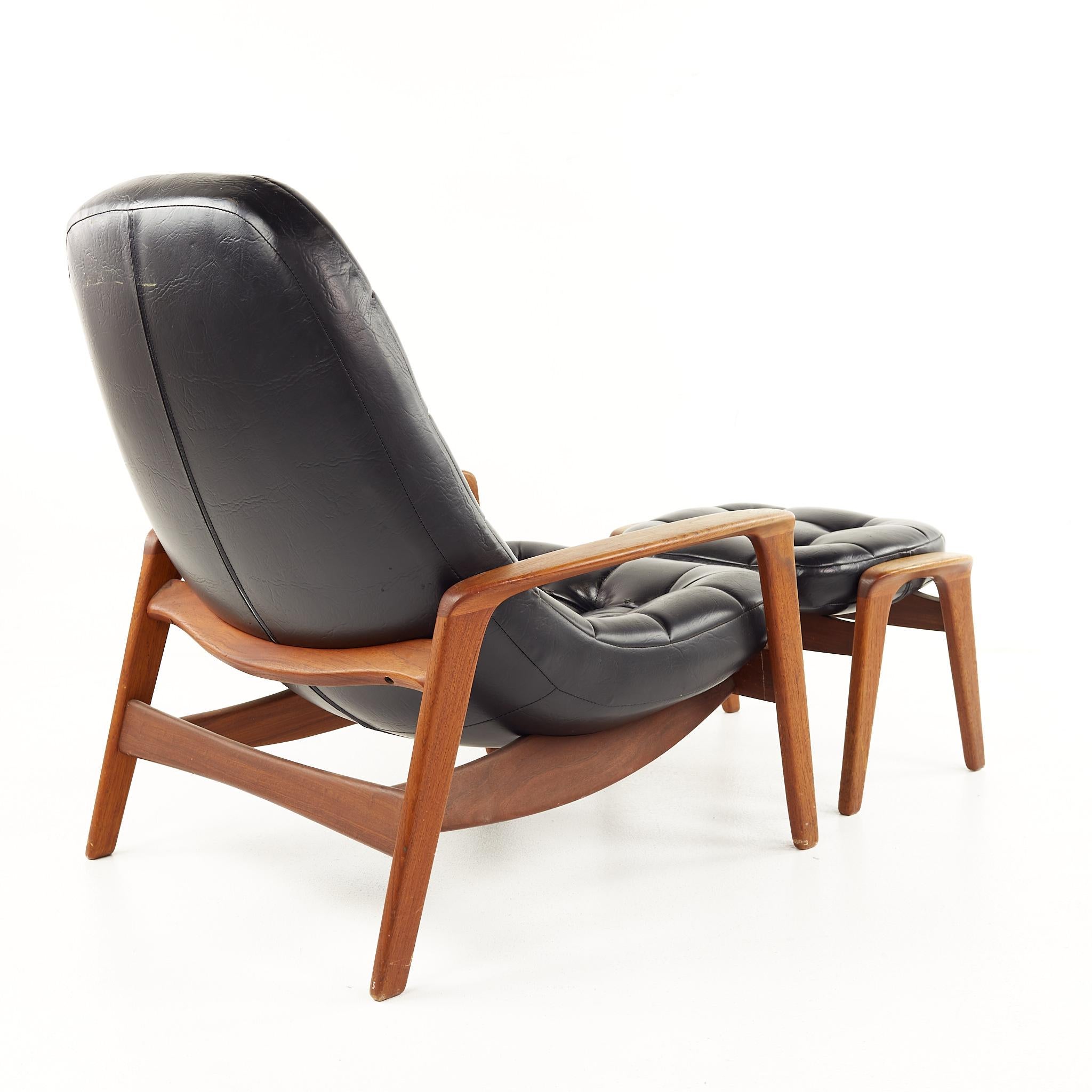 R Huber Mid Century Tufted Teak Scoop Lounge Chair and Ottoman For Sale ...