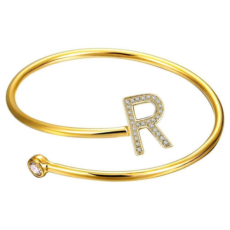 R-Initial Wire Bezel Cuff For Sale at 1stDibs