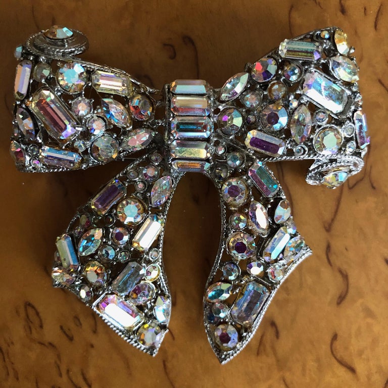 R. Serbin Giant Crystal A.B. Bow Pin 1985 For Sale at 1stDibs