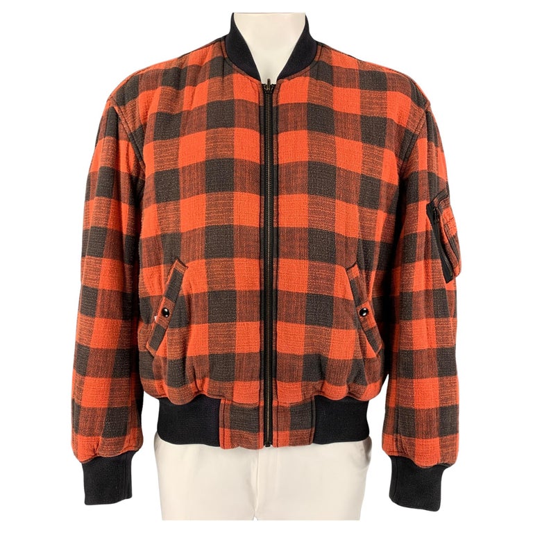 R13 Size M Orange Black Plaid Cotton Reversible Jacket For Sale at 1stDibs