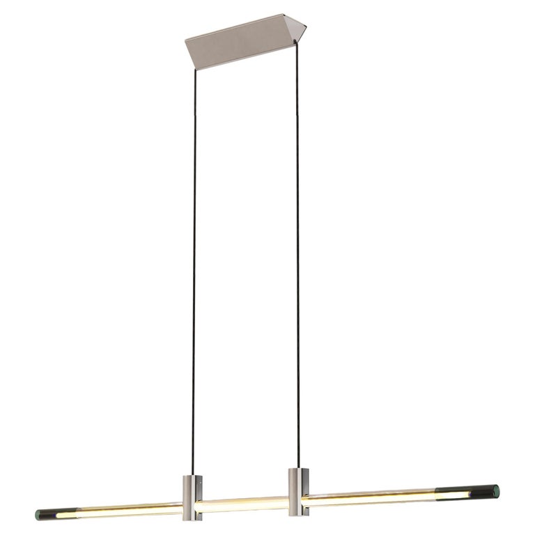 Ra Line Chrome Hand Blown Glass With Cold Cathode Neon Pendant By D