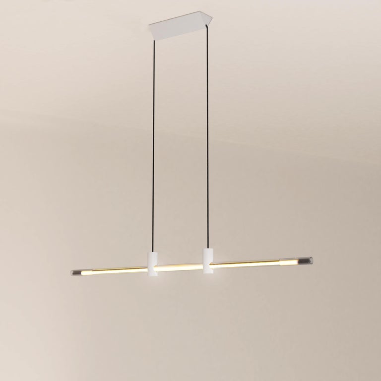 Ra Line Glossy White Hand Blown Glass with Cold Cathode Neon Pendant by ...