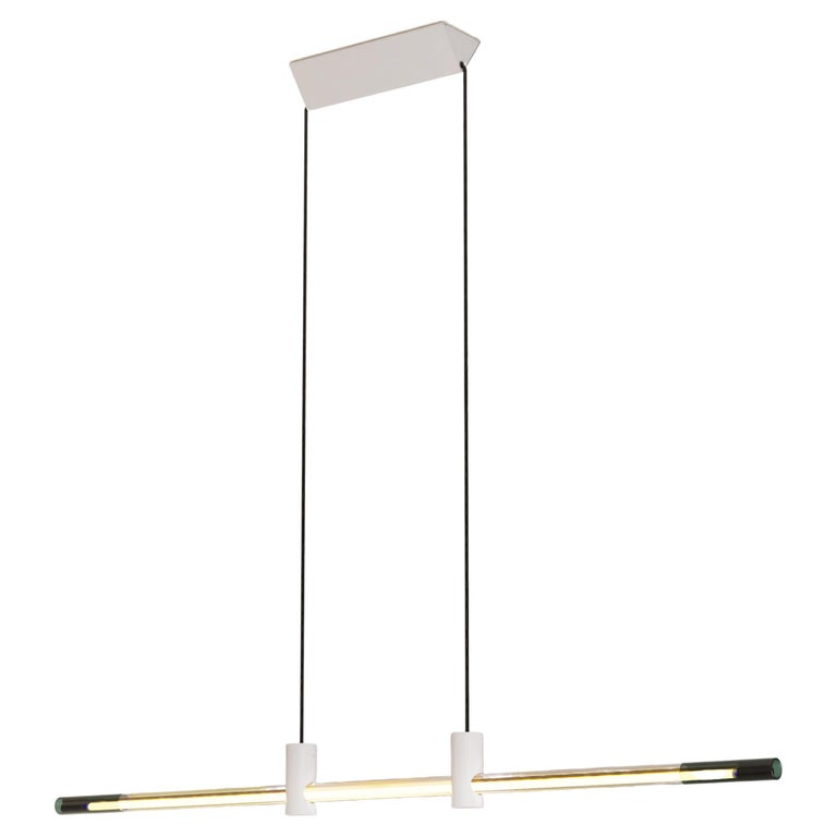 Ra Line Glossy White Hand Blown Glass with Cold Cathode Neon Pendant by ...